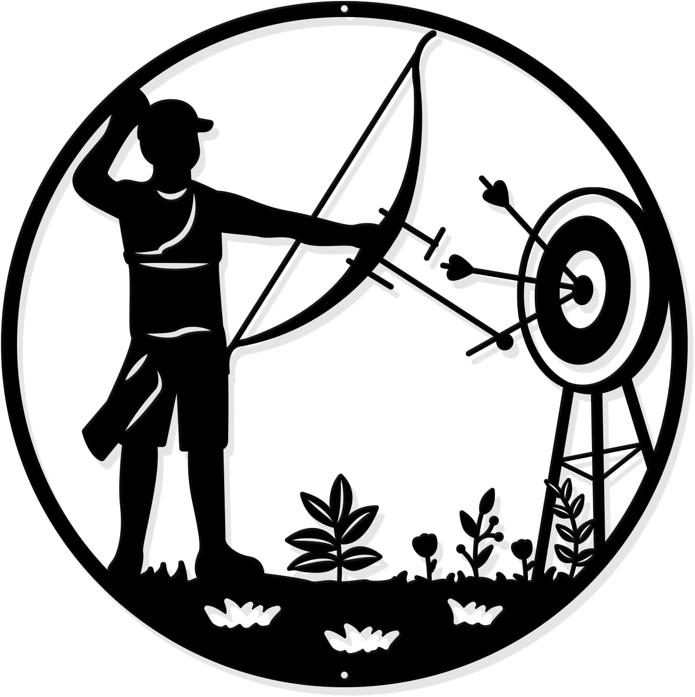 Archery Sports Metal Wall Art Decor 11.8" Black Wall Hanging Decor ...