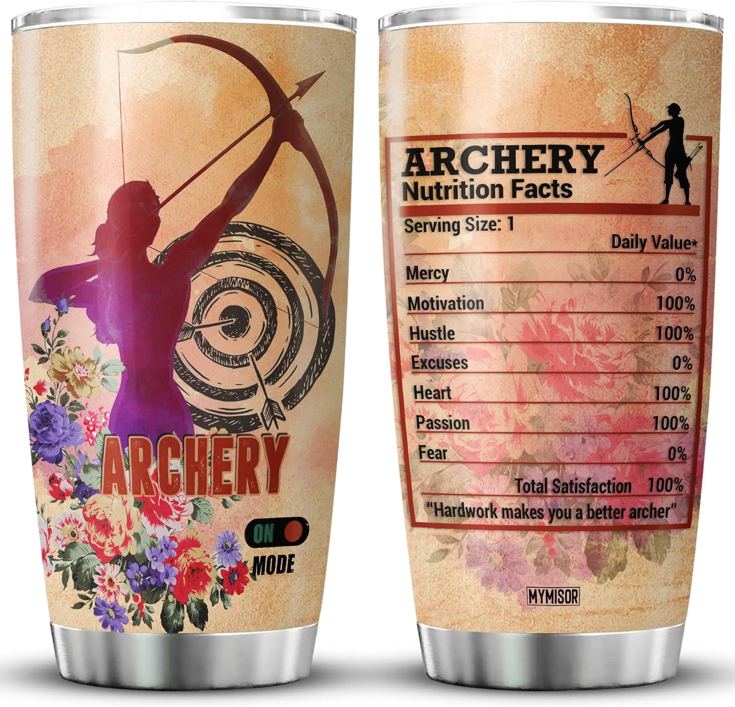 Archery Tumbler Cup With Lid 20oz Nutrition Facts Stainless Steel ...