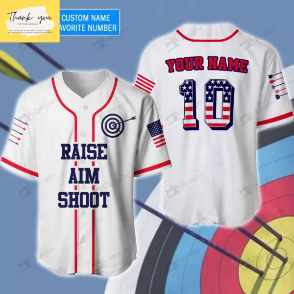 Archery USA Flag Personalized Baseball Jersey Shirt Custom Name ...