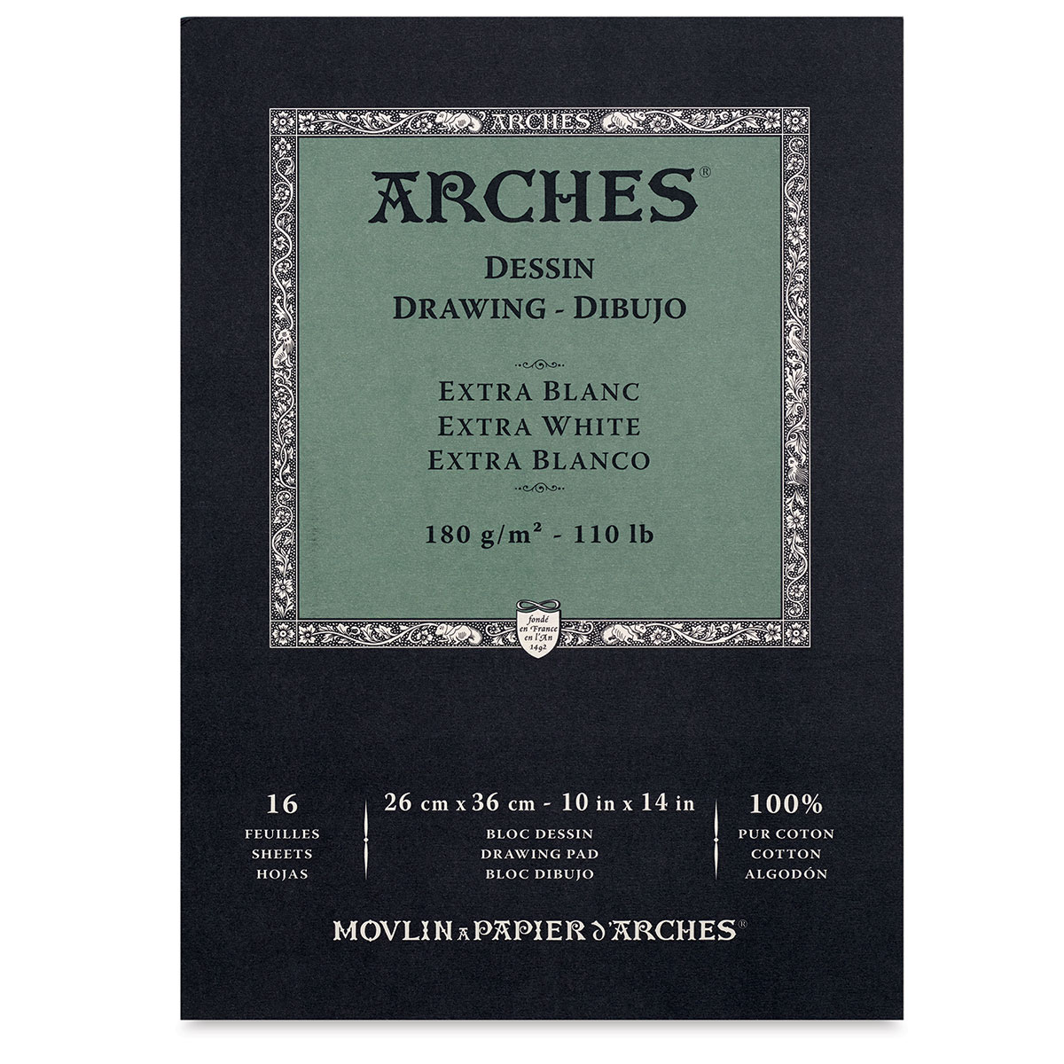 Arches Drawing Paper Block - 10" x 14", Extra White, 16 Sheets ...