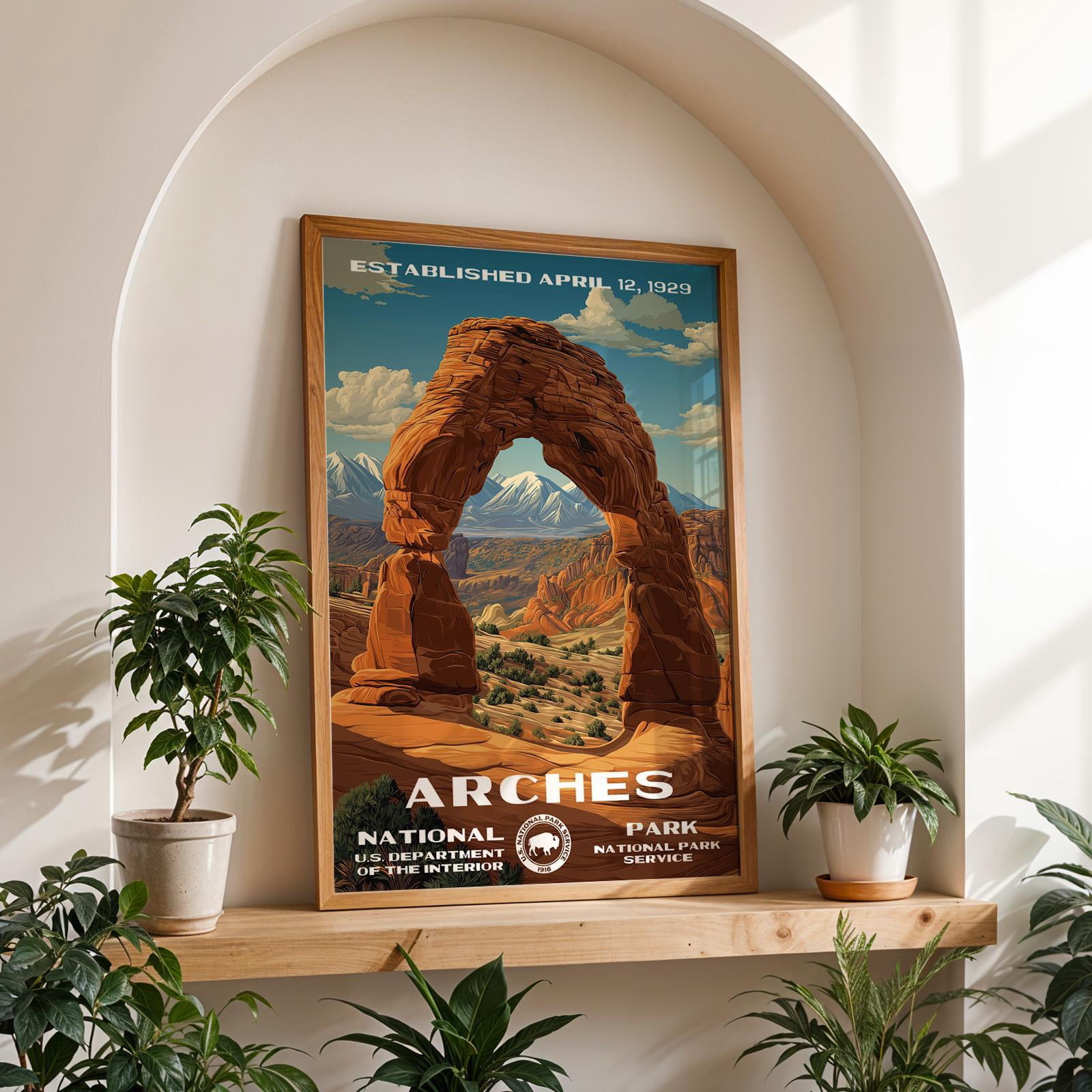 Arches National Park Poster, Vintage Nature Landscape Wall Art, Retro ...