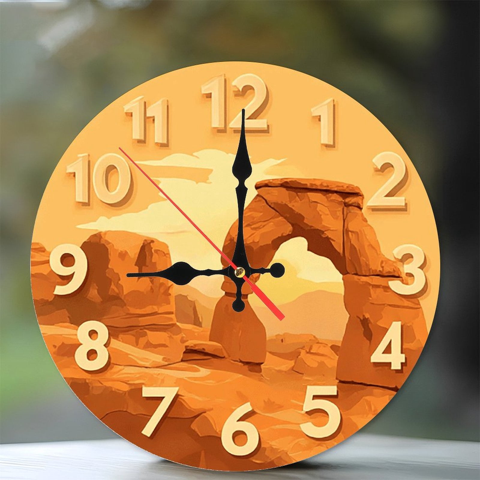 Arches National Park Sunset Clock Wall Decor 10-Inch Silent Wooden Wall ...