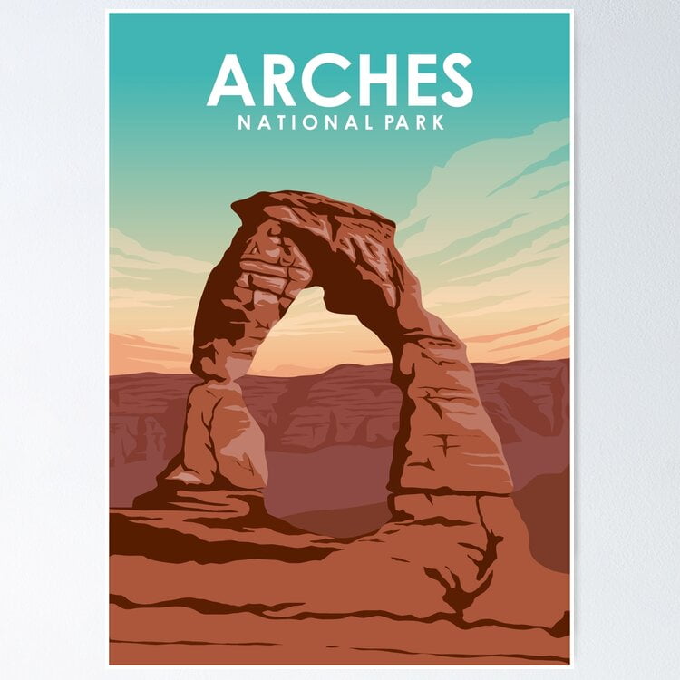 Arches National Park Travel UNFRAMED Poster in a vintage and minimal ...