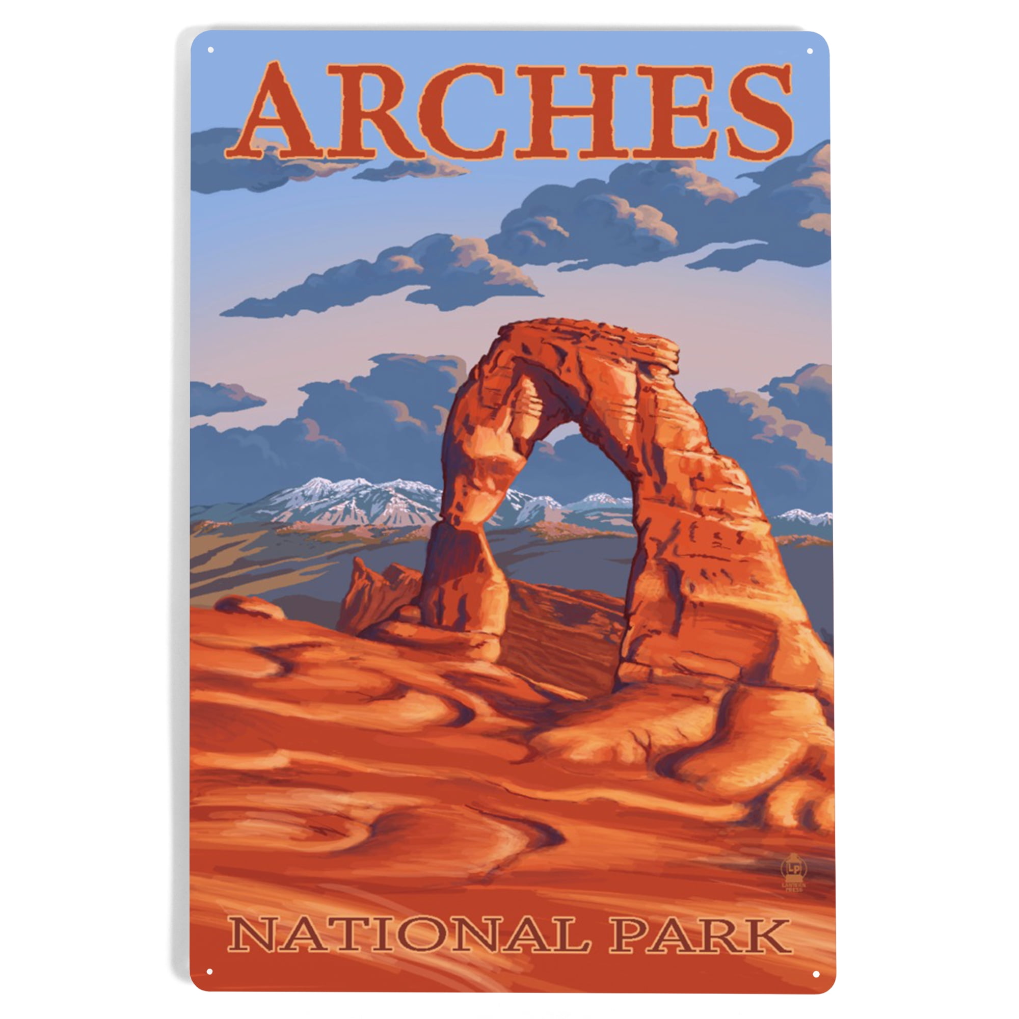 Arches National Park, Utah, Delicate Arch Illustration (12x18 Aluminum ...