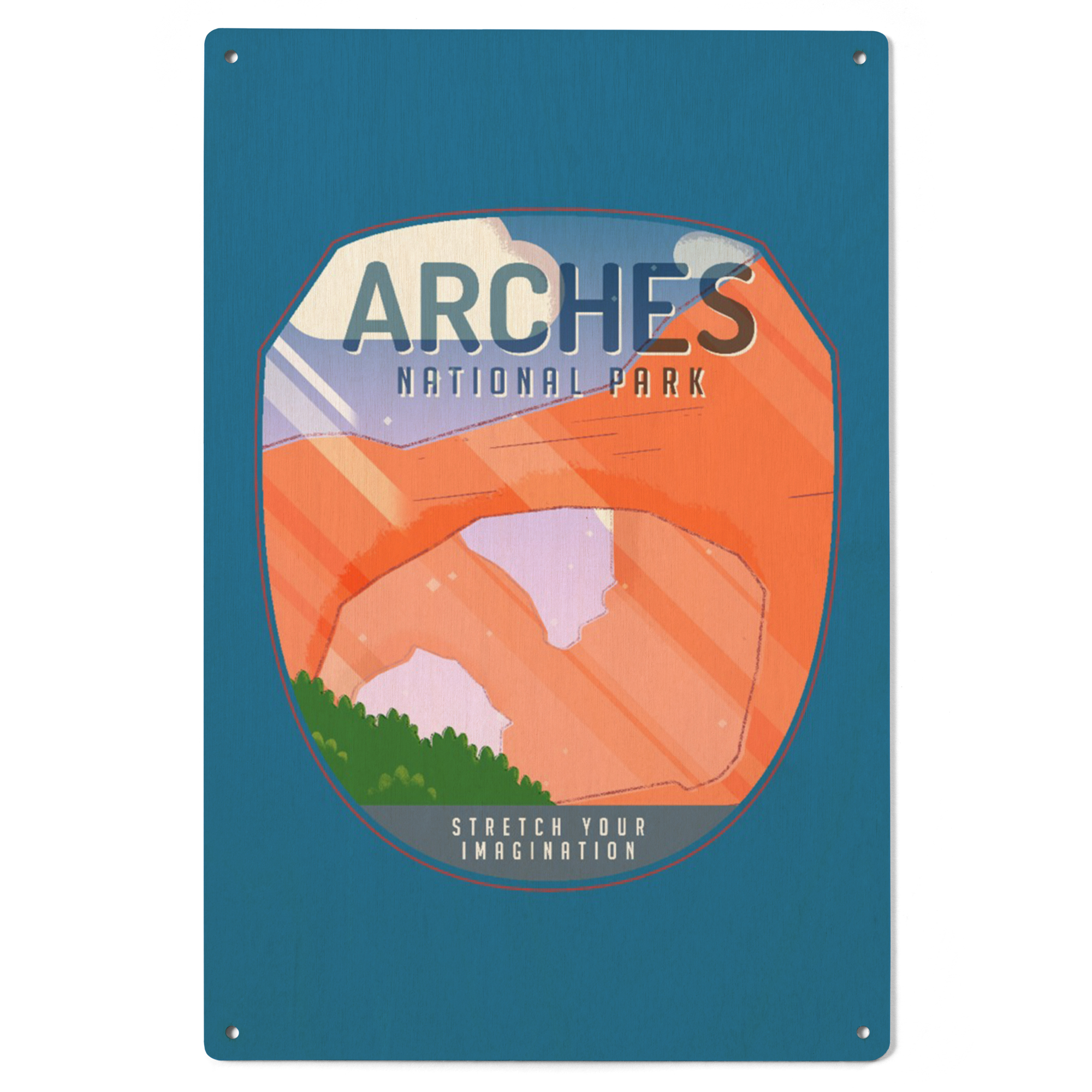 Arches National Park. Utah, Double Arch, Pop Sky, Contour Birch Wood ...