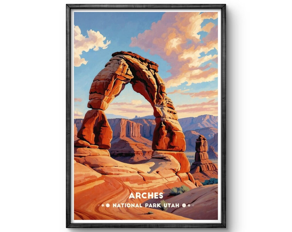 Arches National Park Vintage Poster Stunning Utah Desert Landscape Art ...