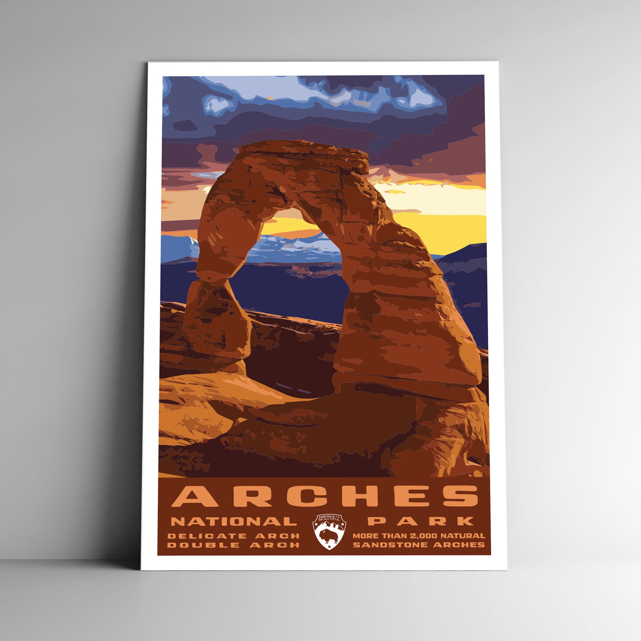 Arches National Park Vintage Travel Poster / Postcard WPA Style ...