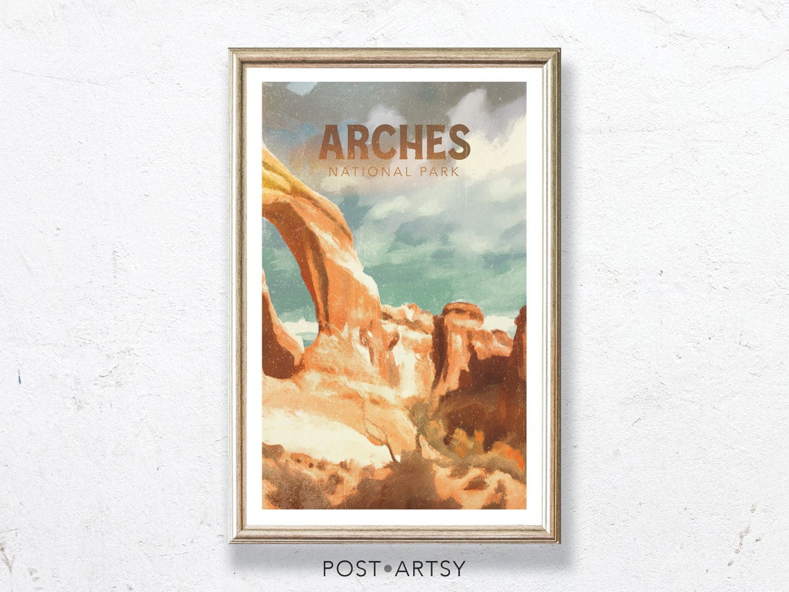 Arches National Park Vintage Wall Art, Unframed Paper Print Size 8x12 ...