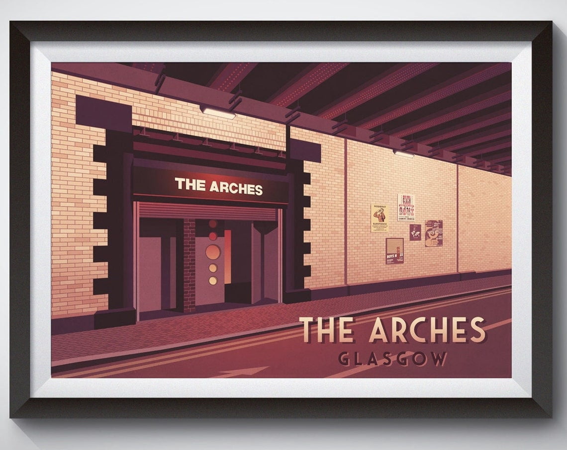 Arches Nightclub Poster, The Arches Glasgow Print, Scotland Travel ...