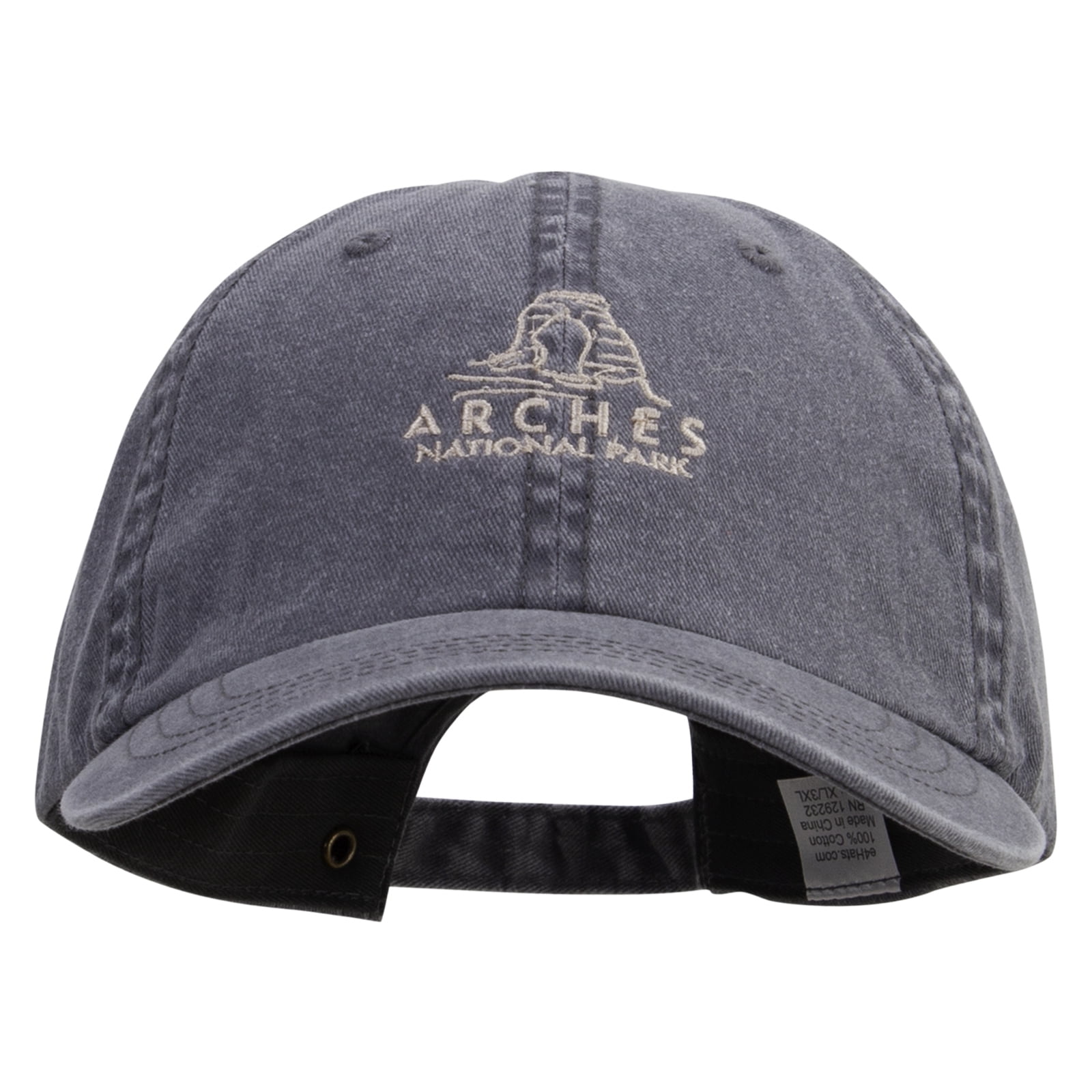 Arches Symbol Embroidered Big Size Washed Pigment Dyed Cap - Grey XL ...
