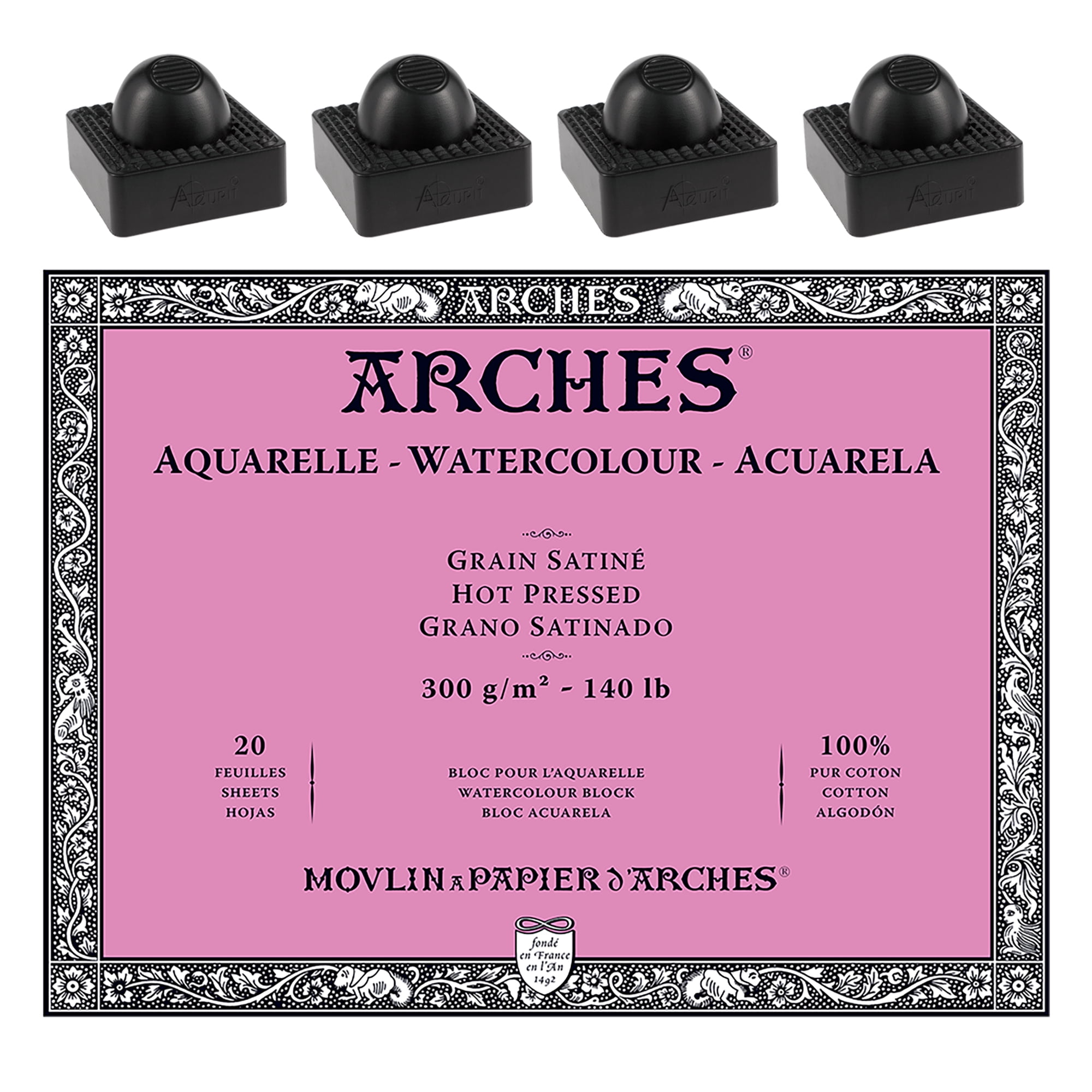 Arches Watercolor Paper Block - Hot Press 140lb - 11x14 - with 4-Pack ...