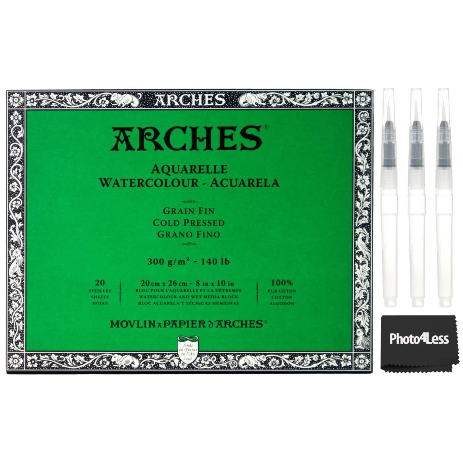 Arches Watercolour Cold Pressed Block Natural White 140Lb 8X10 + 3 ...