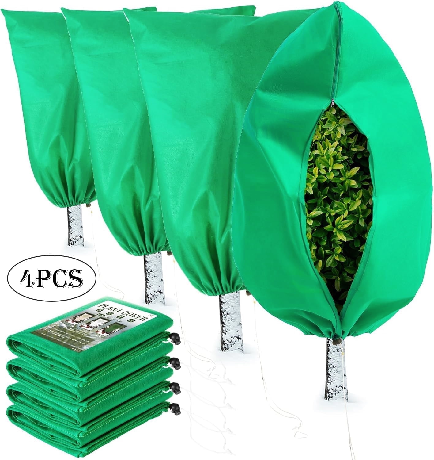 Diigabo 4-Pack Plant Covers Freeze Protection (32" x 48") Zipper ...
