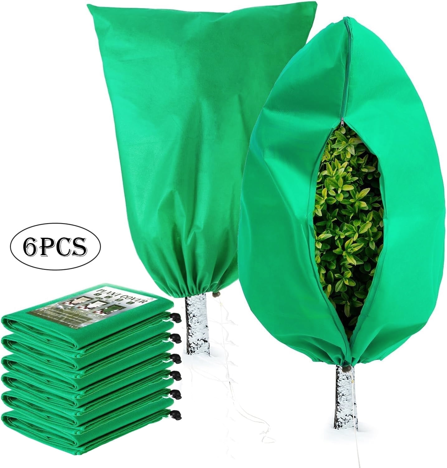Diigabo 6-Pack Plant Covers Freeze Protection (32" x 48") Zipper ...
