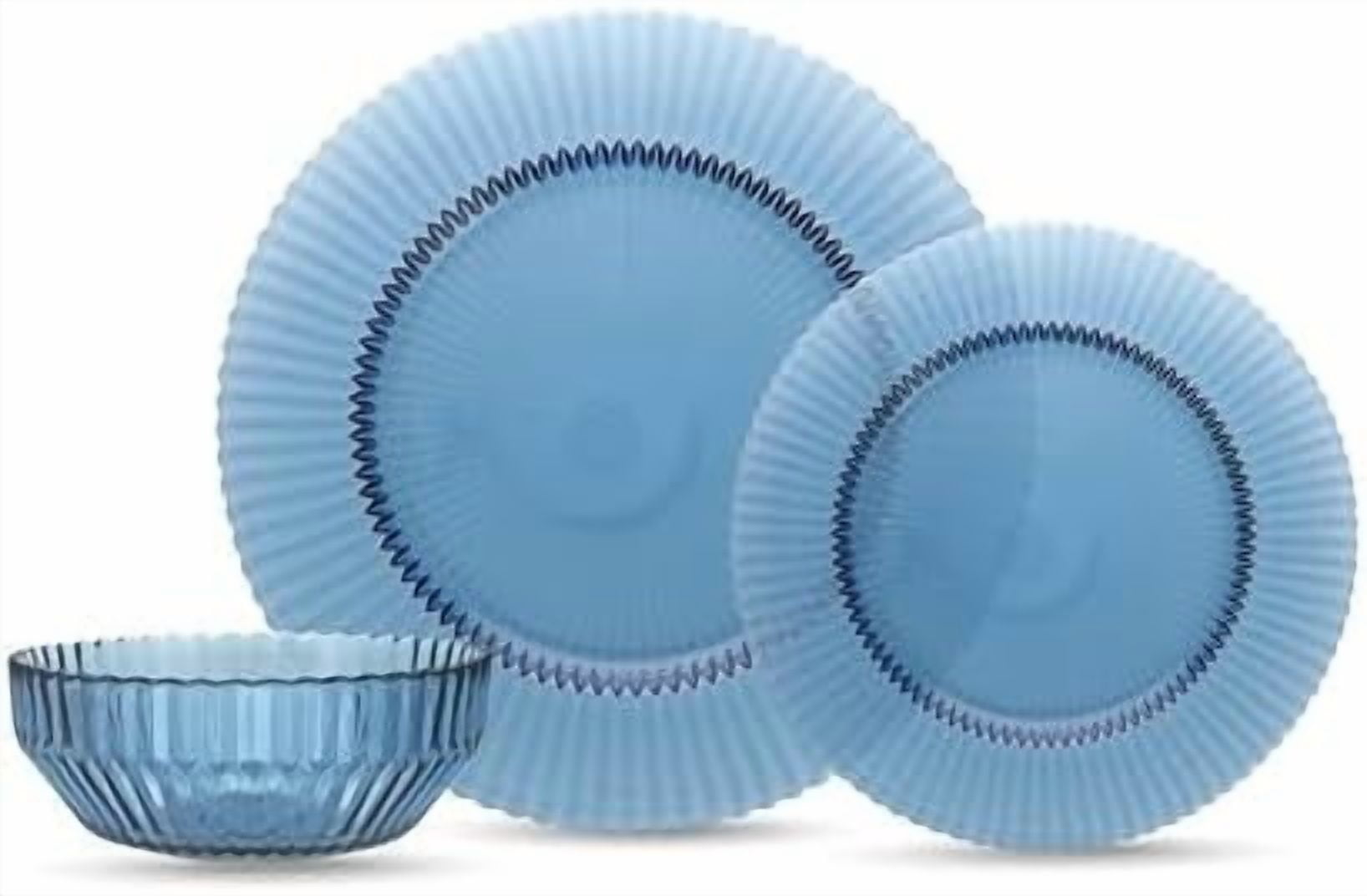 Archie Glass, 12 Piece Dinnerware Set (Service for 4), Verde Green ...