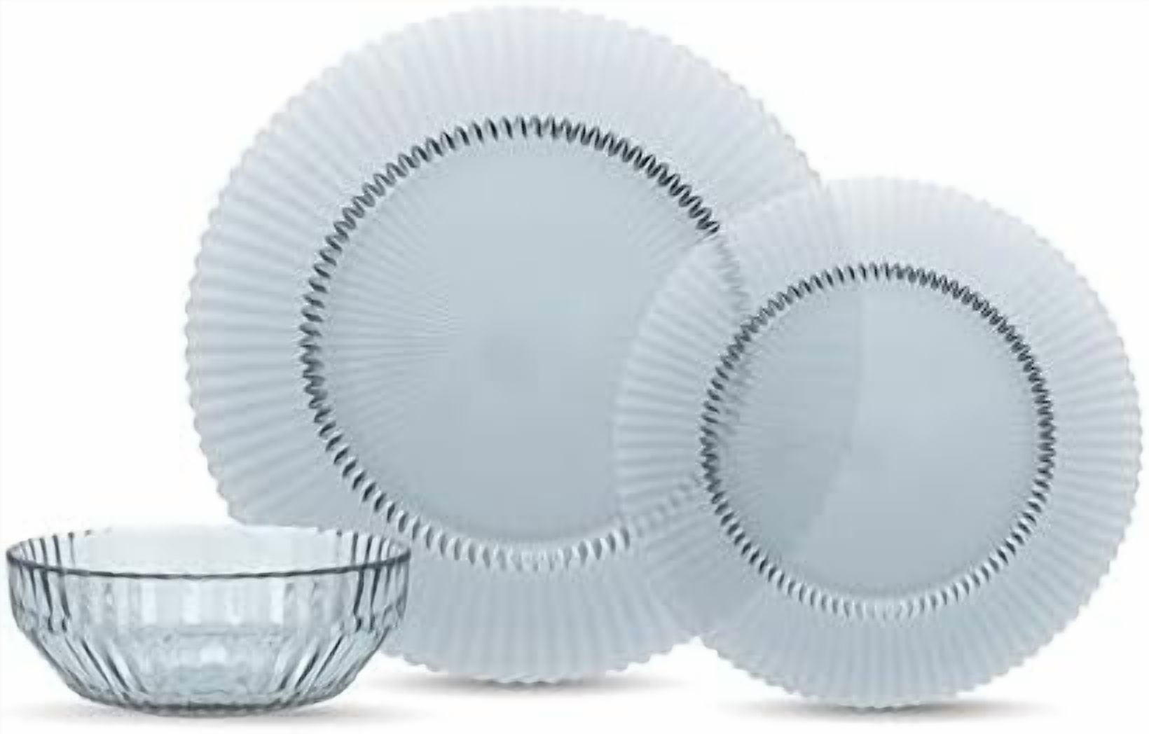 Archie Glass, 12 Piece Dinnerware Set (Service for 4), Verde Green ...