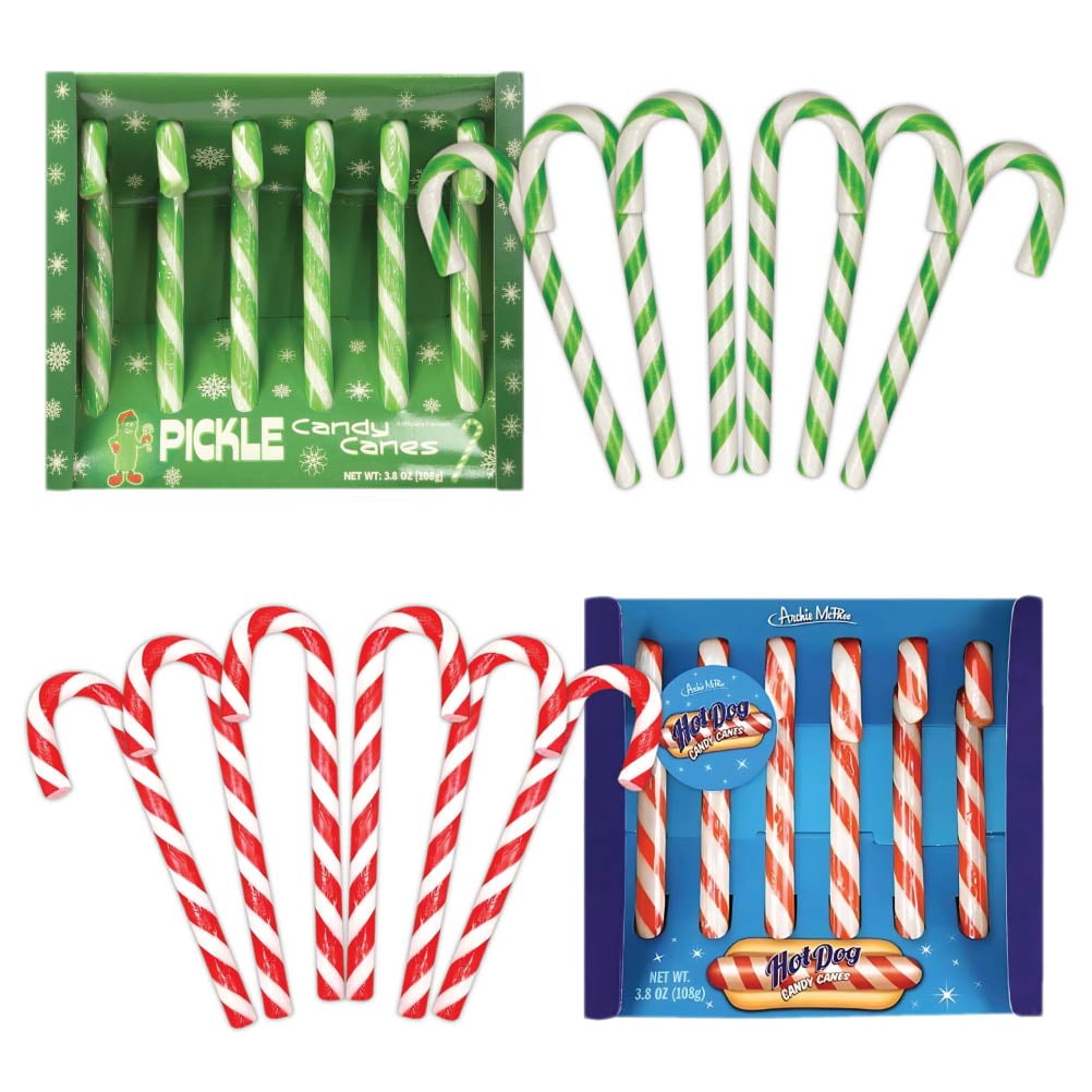 Archie McPhee Christmas Candy Canes - Pickle and Hot Dog Flavors ...