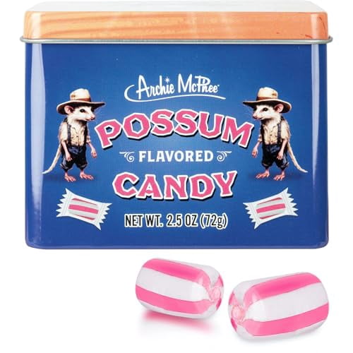 Archie McPhee Possum Flavored Hard Candy - 2.5 oz Tin, Individually ...
