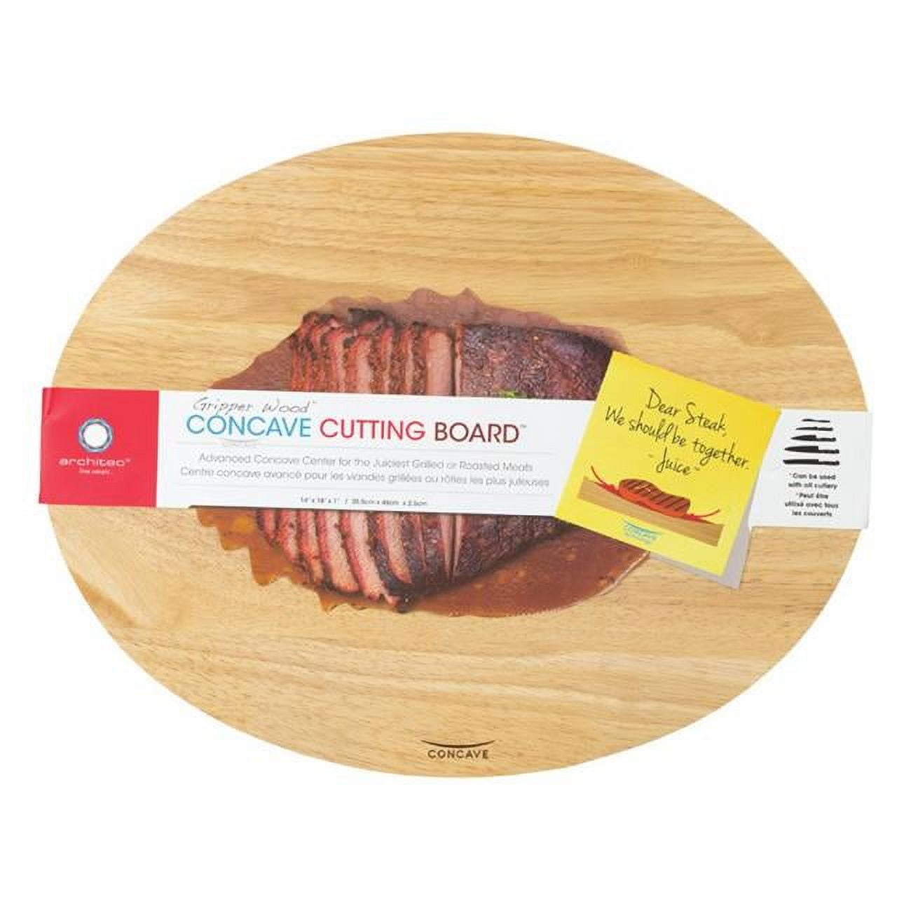 Architec Gripper Wood Concave Natural & Beige Rubberwood Carving Board ...