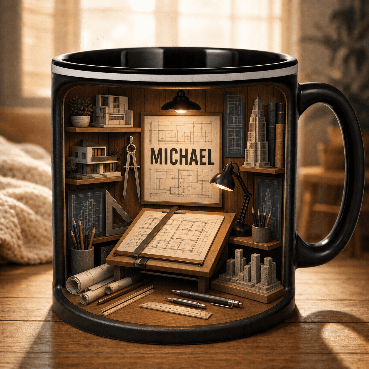 Architect Dad Custom Mug Personalized Accent Mug with Drafting Tools ...