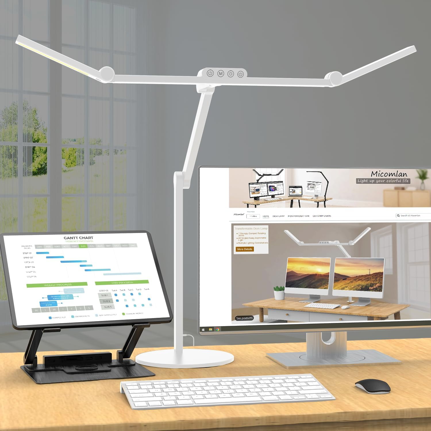 Led Desk Lamp with Atmosphere Lighting, Rotatable Tall Architect Desk ...