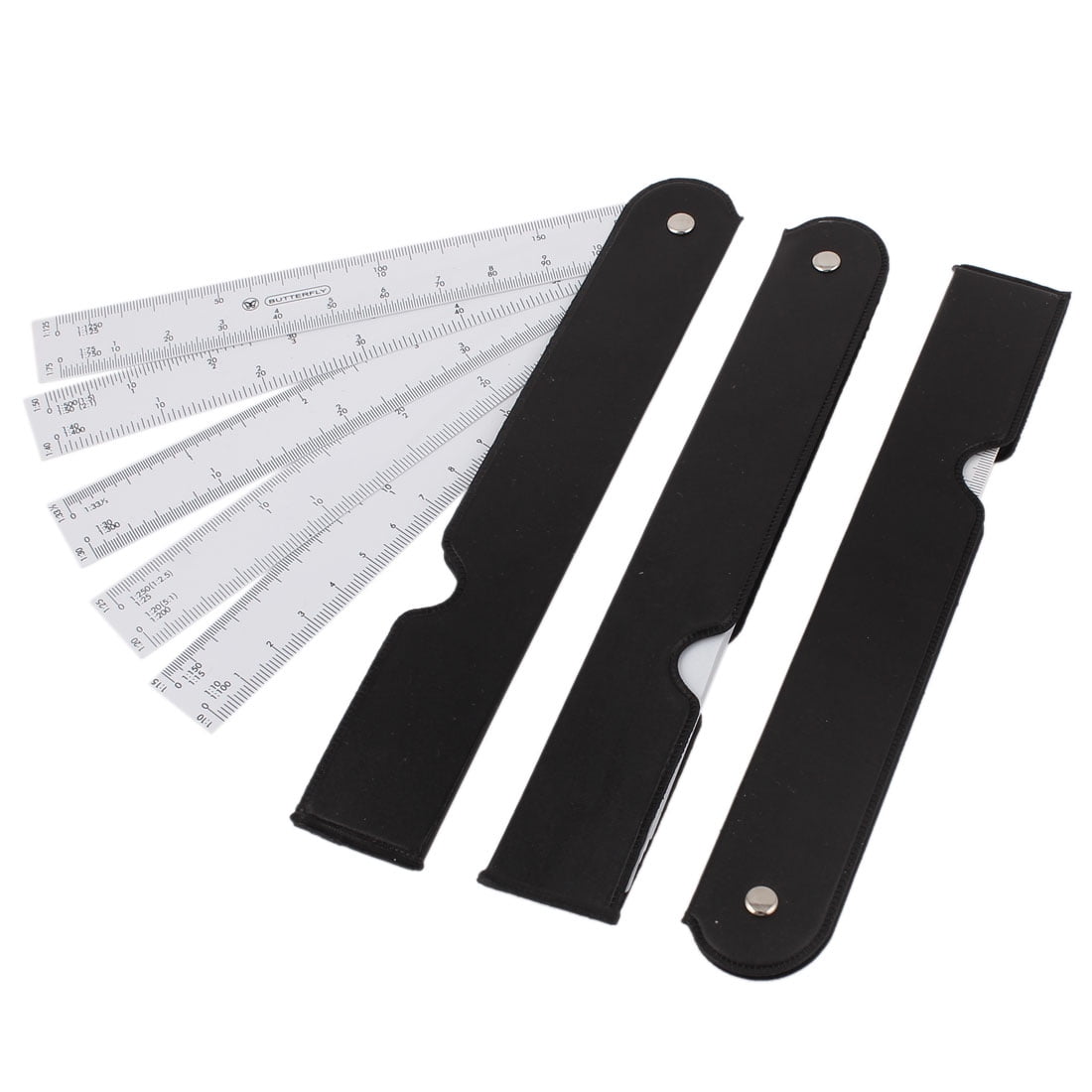 Architect Engineering Draw Draft Foldable Scale Ruler Black White 3pcs ...