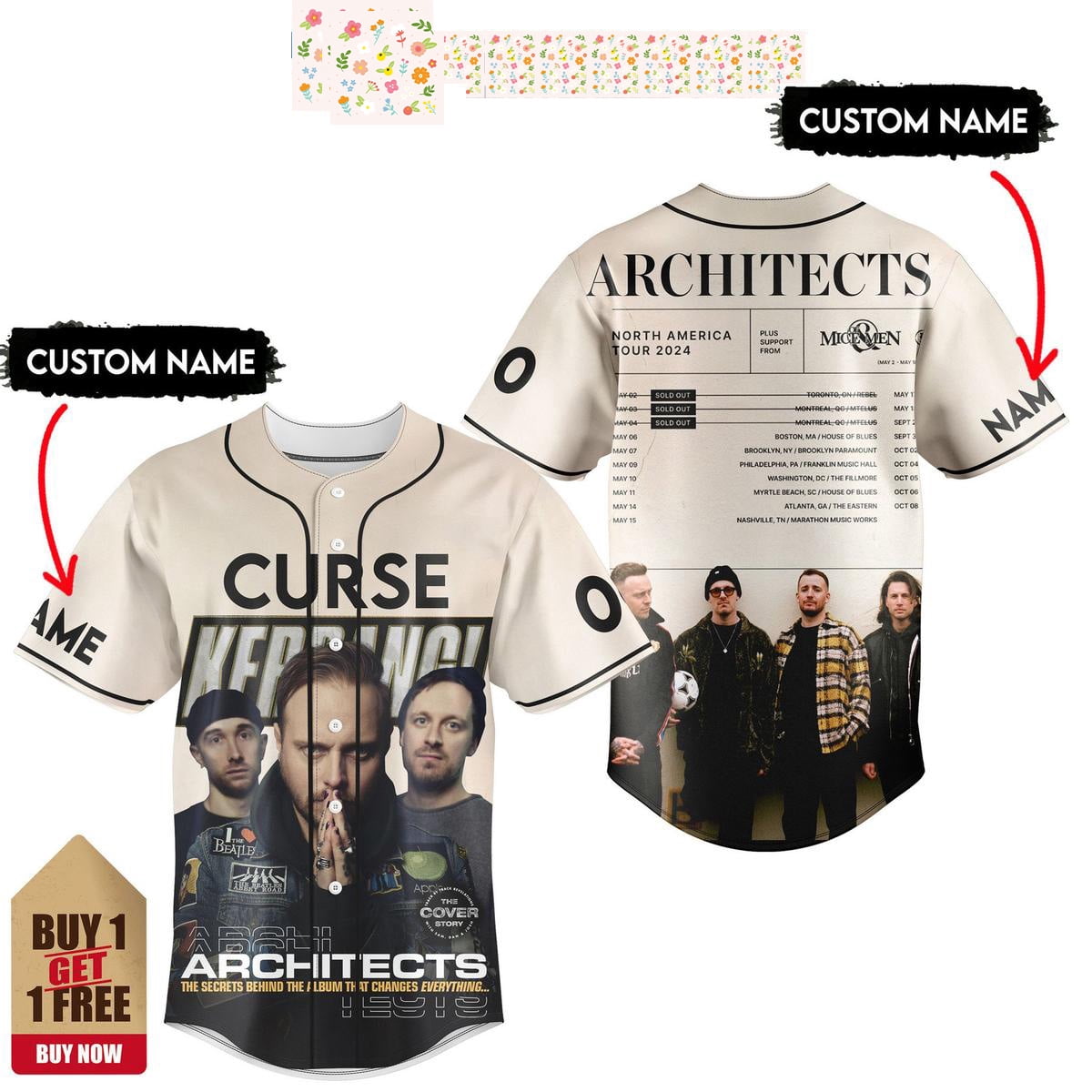 Architects North America Tour 2024 Personalized Baseball Jersey ...