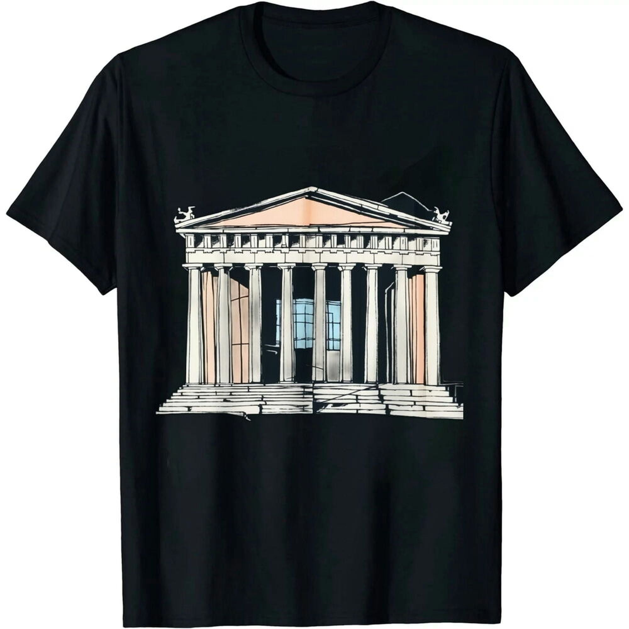 Architectural Elegance: Grecian Acropolis Sketch Tee - A Stylish ...