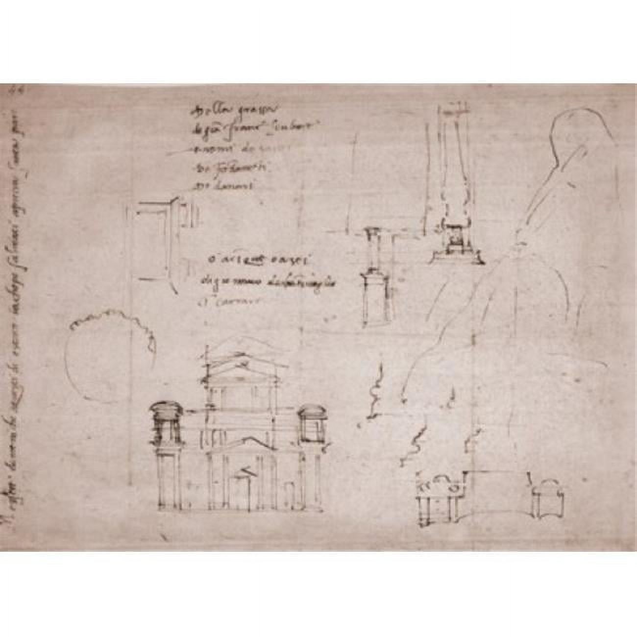 Architectural Facade by Michelangelo Buonarroti Drawing 1475-1564 Italy ...