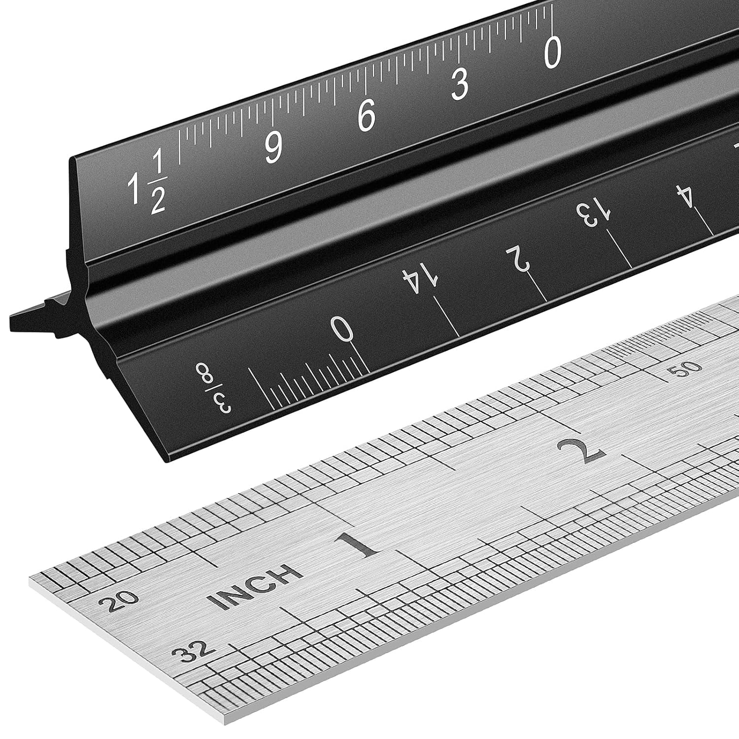 Architectural Scale Ruler Set, Aluminum Architect Ruler with Standard ...