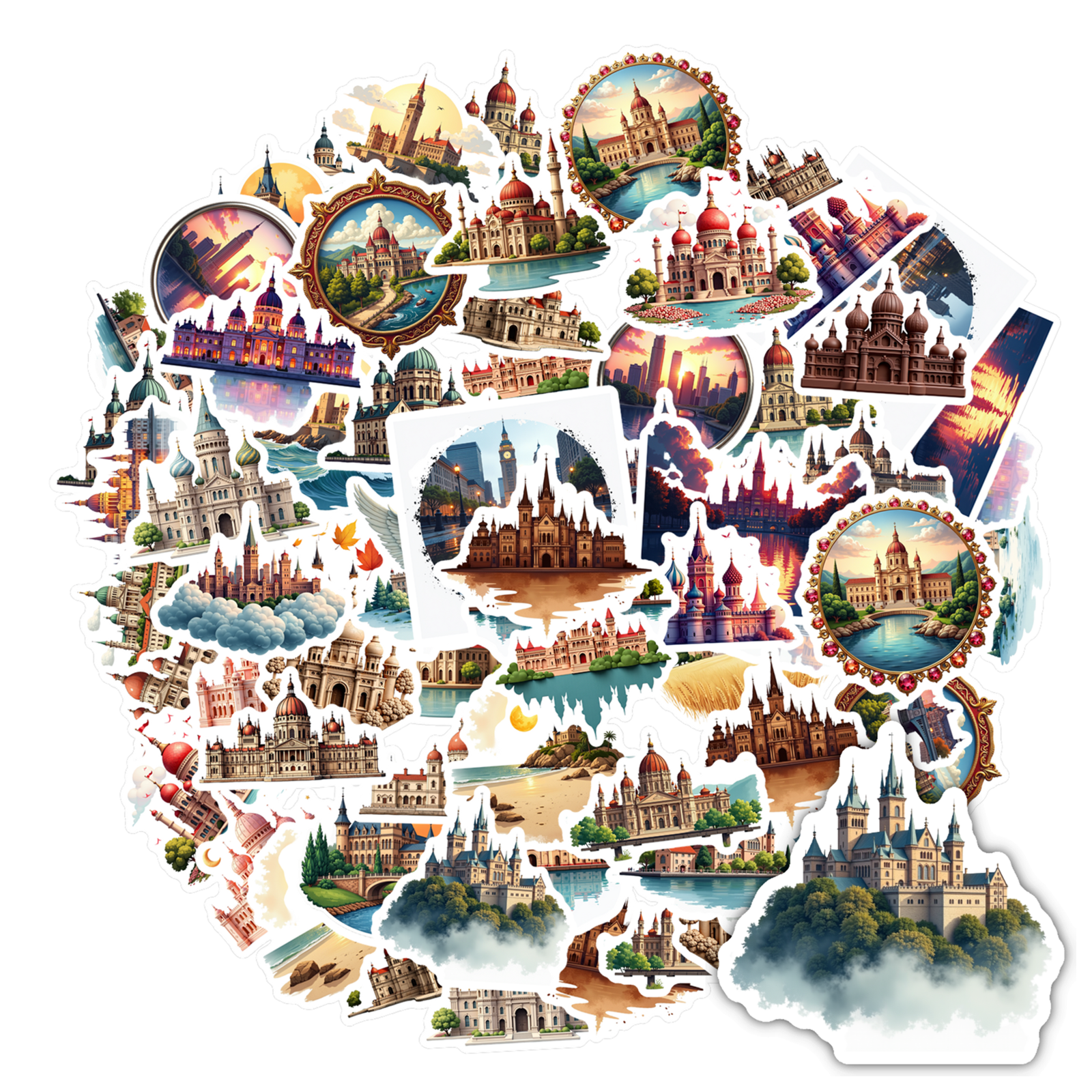 Architectural Stickers Landmark Stationery Stickers Historical PVC ...