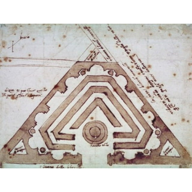Architectural ground, by Michelangelo Buonarroti, pen and ink, 1475 ...
