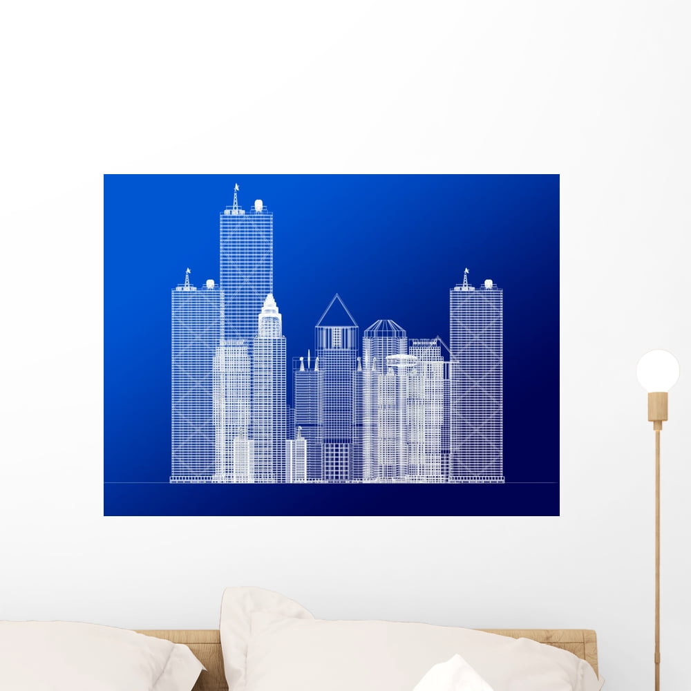 Architecture Blueprint Corporate Buildings Wall Mural by Wallmonkeys ...