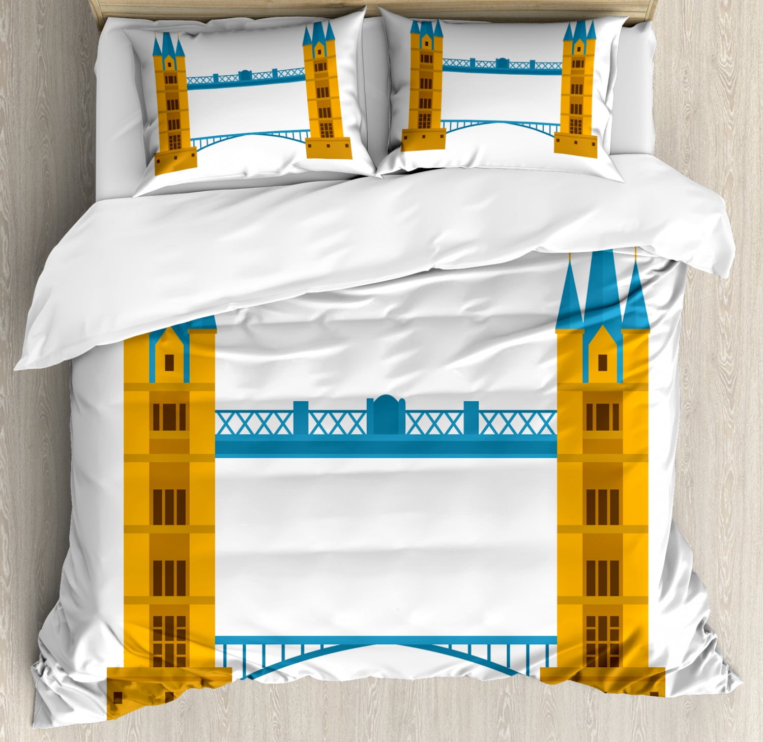 Architecture Duvet Cover Set King Size, Concrete River Bridge Design ...