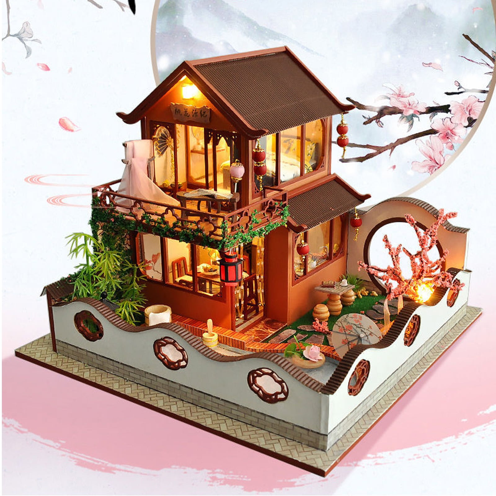 Architecture Model Building Kits With Furniture LED Miniature Dollhouse ...