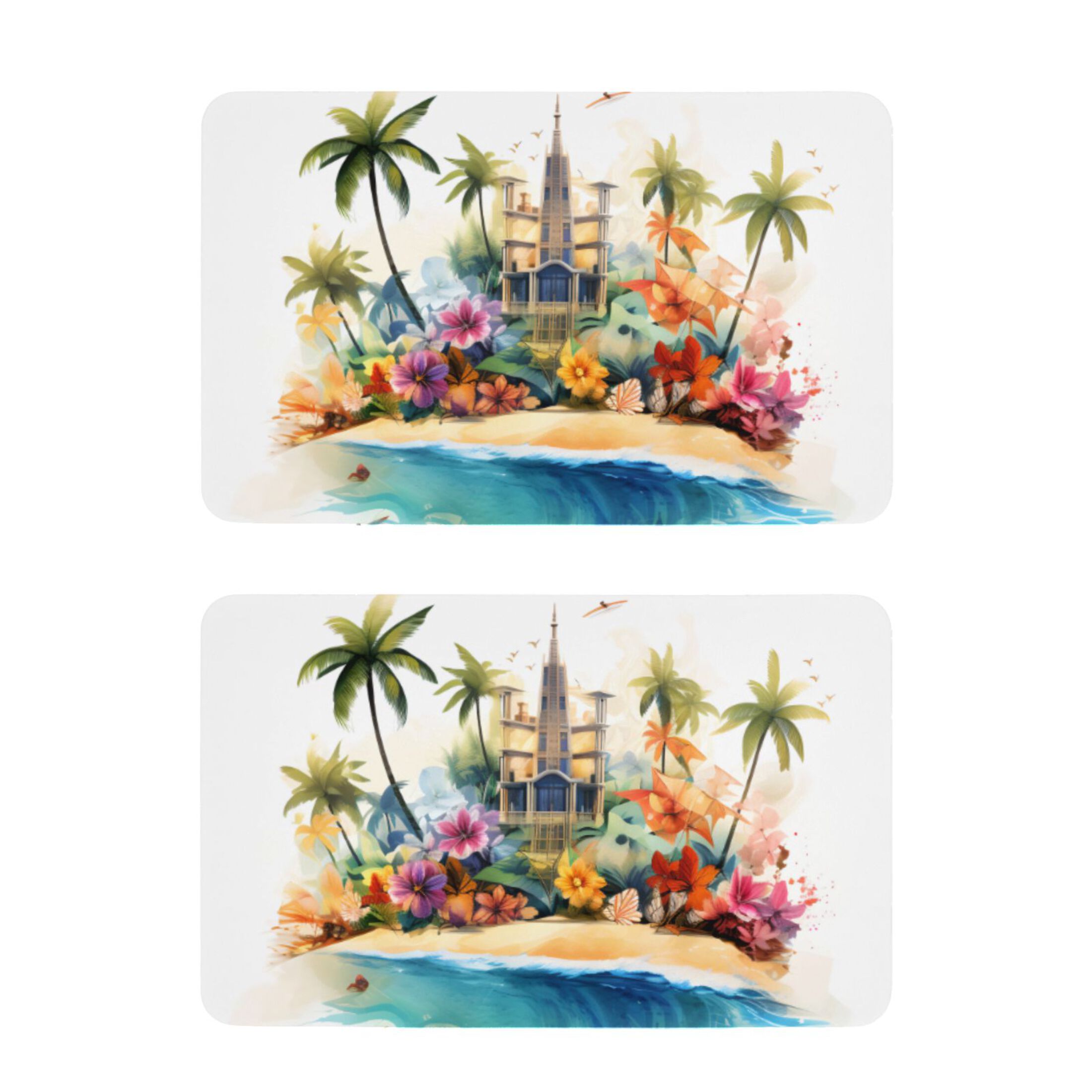 Architecture on Beach Refrigerator Magnet Stickers Square Fridge ...