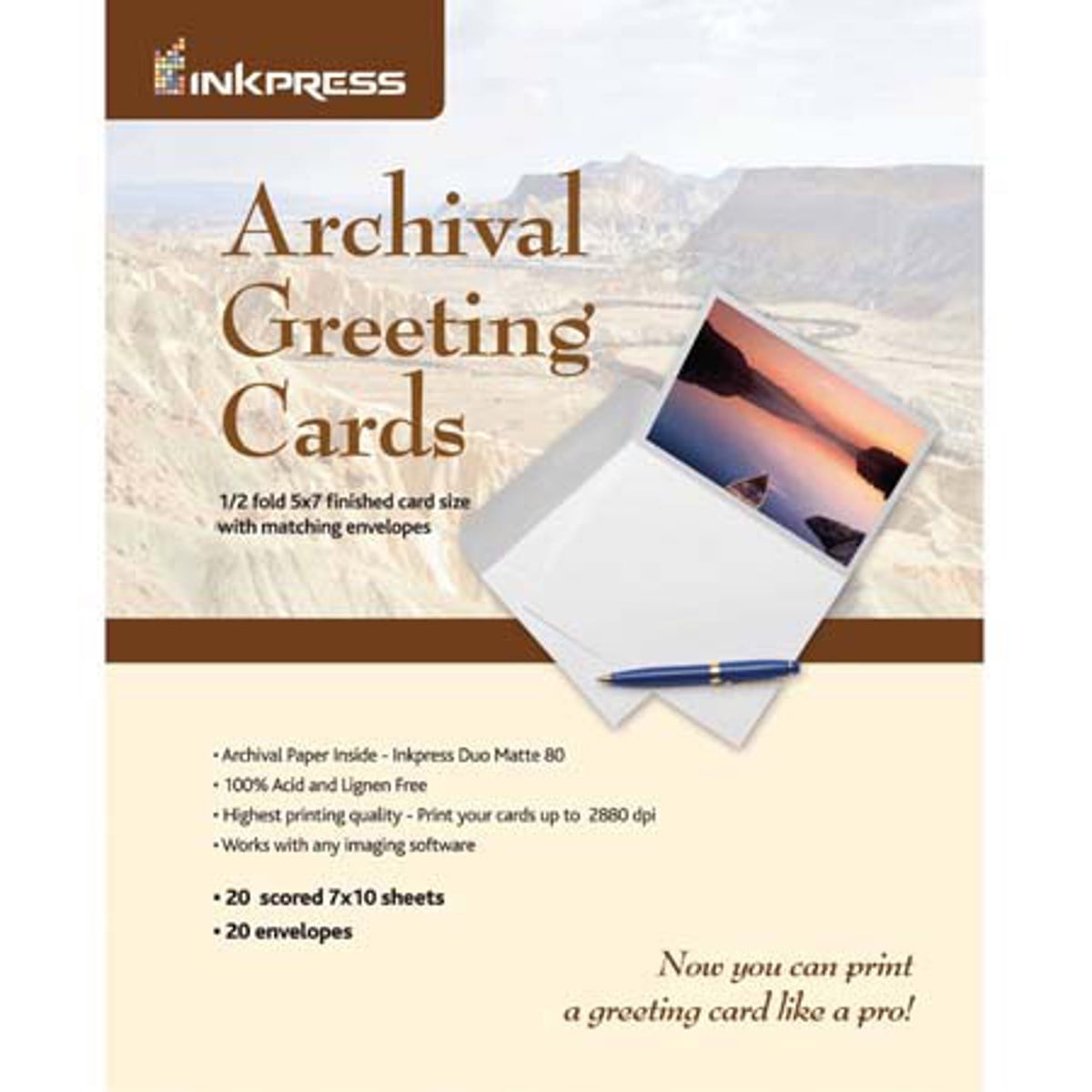 Inkpress Archival Greeting Cards for Inkjet 7x10" Scored Archival ...