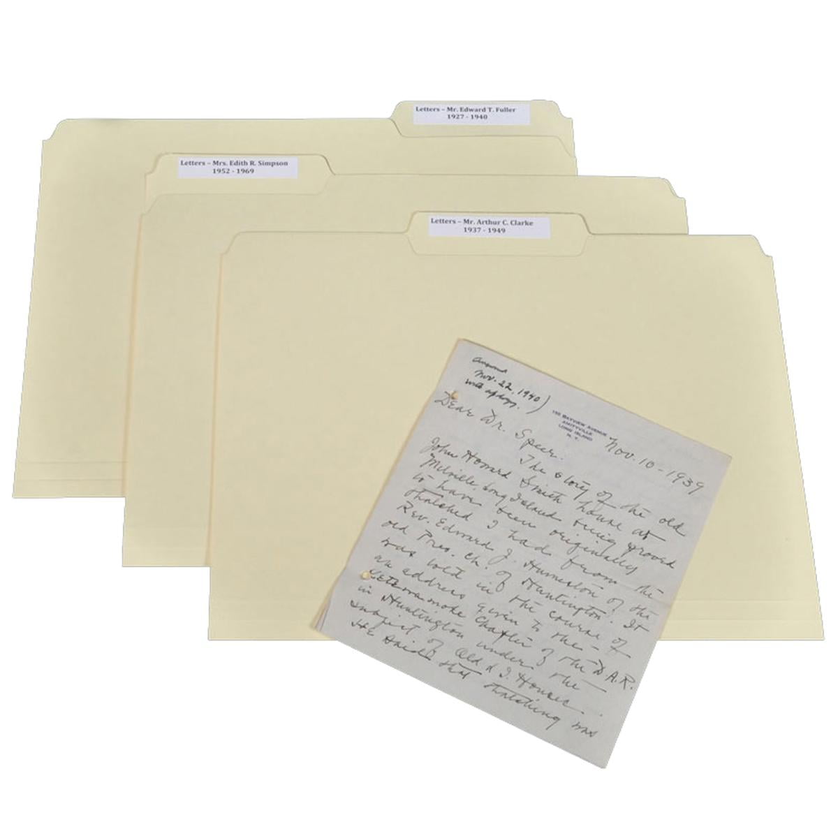 Archival Methods File Folders, Letter Size 9-5/8x11-3/4", Half 1" Top ...
