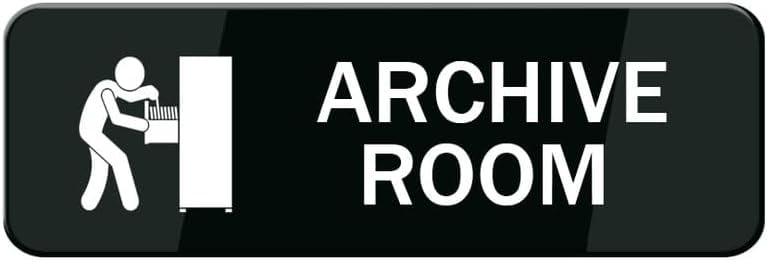 Archive Room Sign For Door, Acrylic Plastic, Black And White, Rounded ...