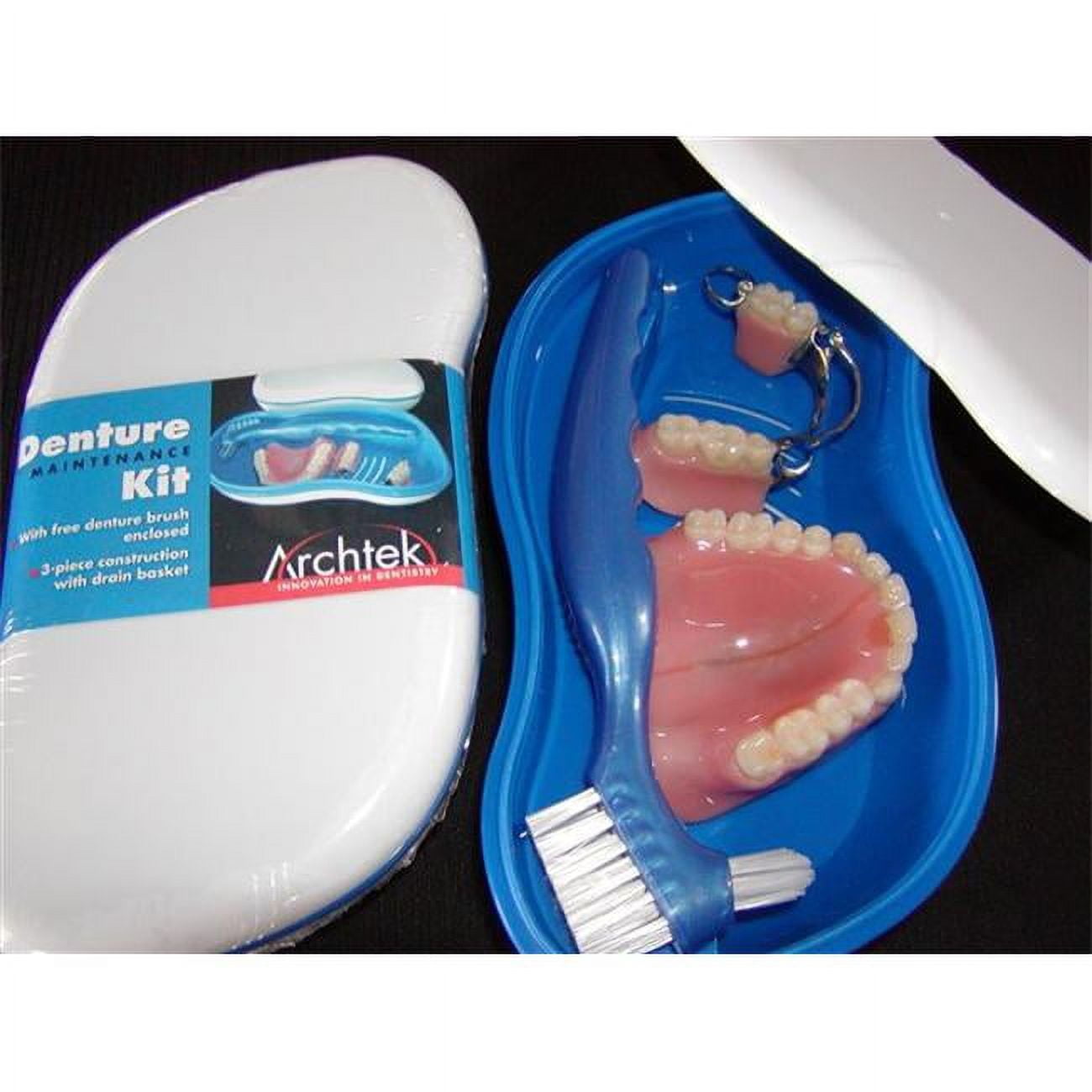 Archtek 405-W Denture Maintenance Kit with Brush in White - Pack of 24 ...