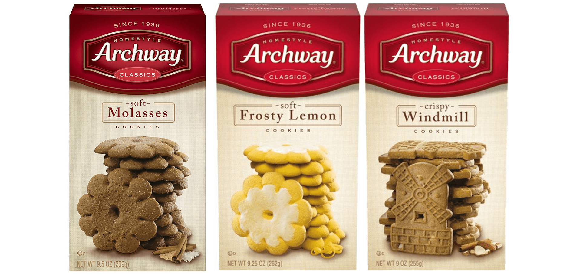 Archway Classics Soft Molasses, Frosty Lemon & Crispy Windmill Iced ...