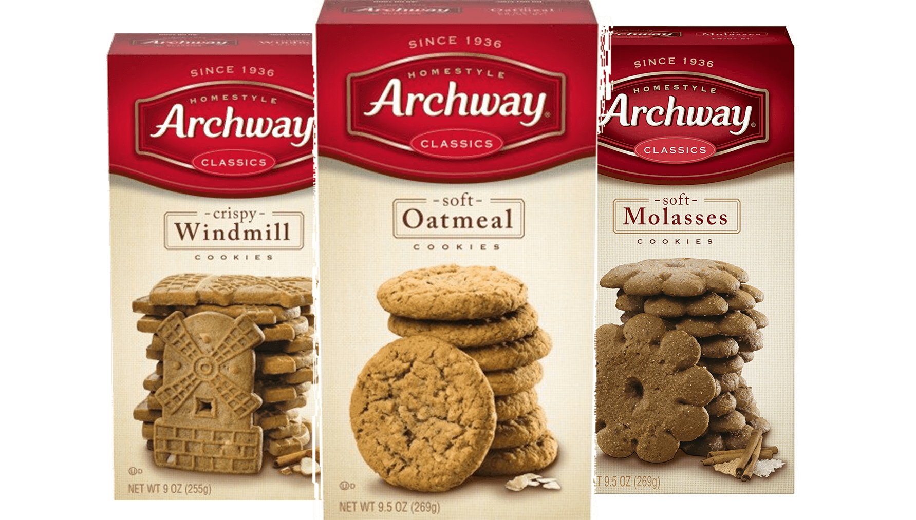 Archway Classics Soft Molasses, Soft Oatmeal & Crispy Windmill Cookies ...