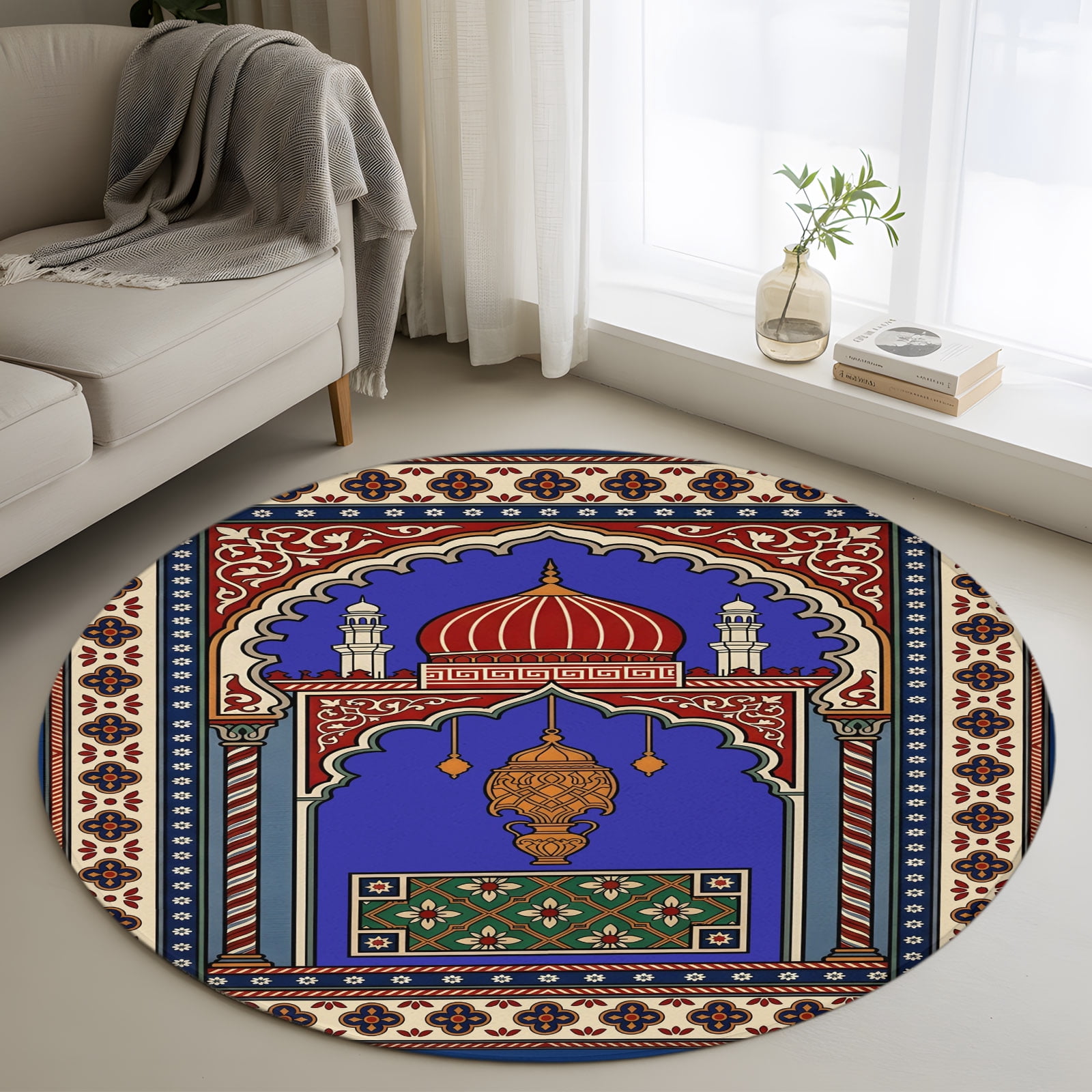 Archway Columns 4FT Round Area Rugs for Living Room Vintage Ethic ...