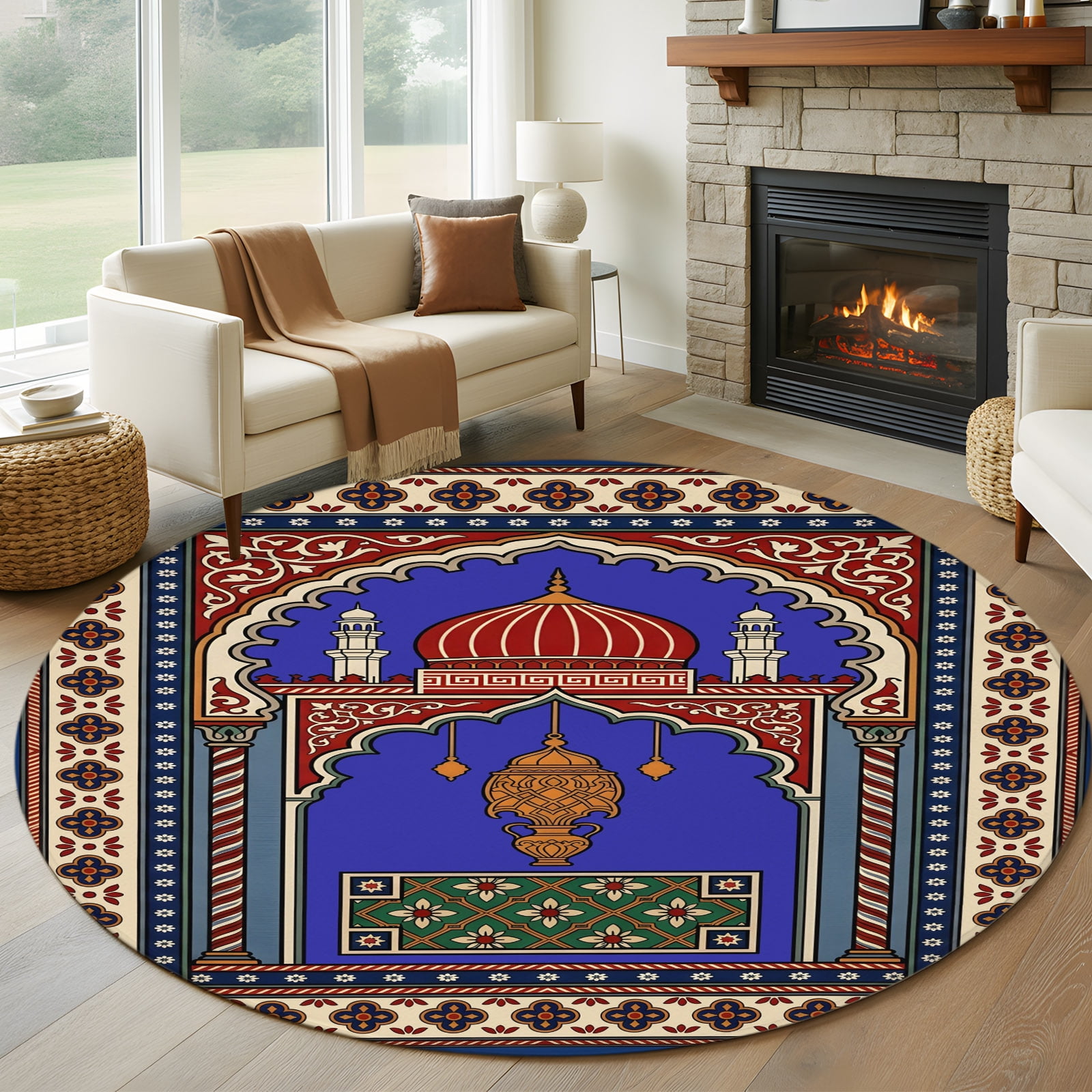 Archway Columns 5FT Round Area Rugs for Living Room Vintage Ethic ...