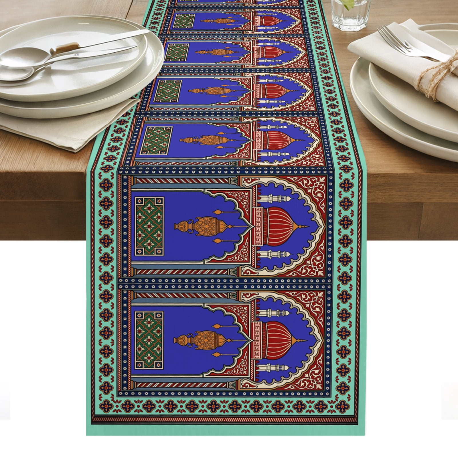 Archway Columns Cotton Linen Table Runner Vintage Ethic Traditional ...