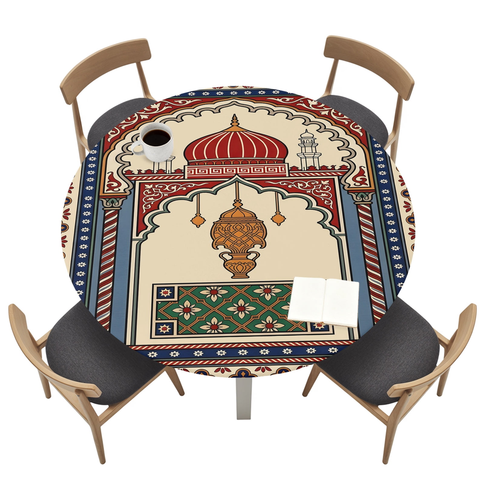 Archway Columns Round Fitted Table Cover Vintage Ethic Traditional ...