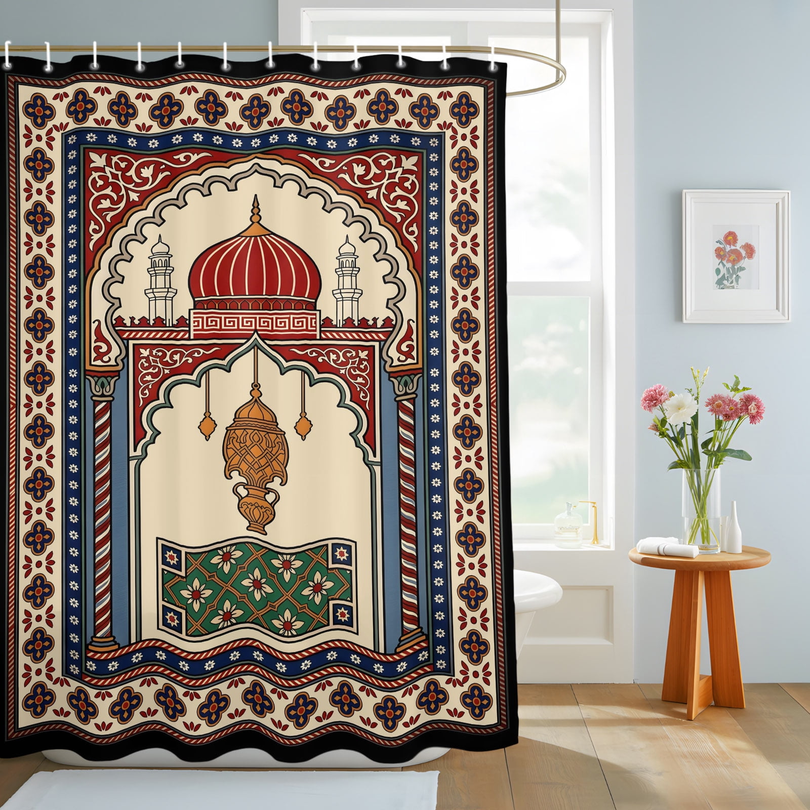 Archway Columns Shower Curtain, Vintage Ethic Traditional Beige Brown ...