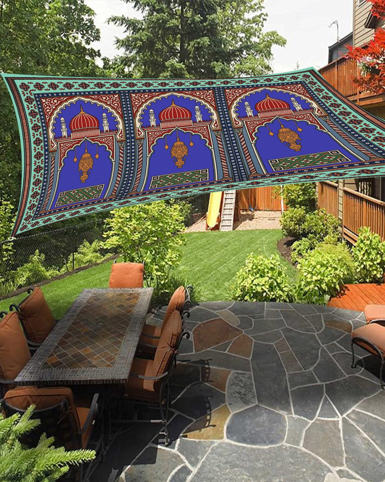 Archway Columns Sun Shade Sail 14'X18' Vintage Ethic Traditional Blue ...