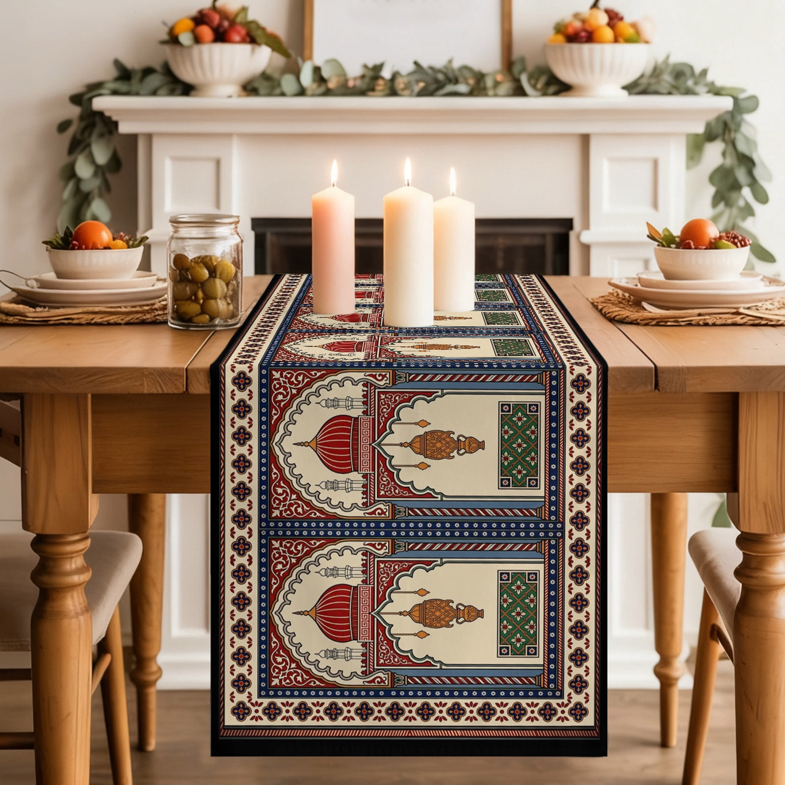 Archway Columns Table Runner 13x48 Inch Vintage Ethic Traditional Beige ...