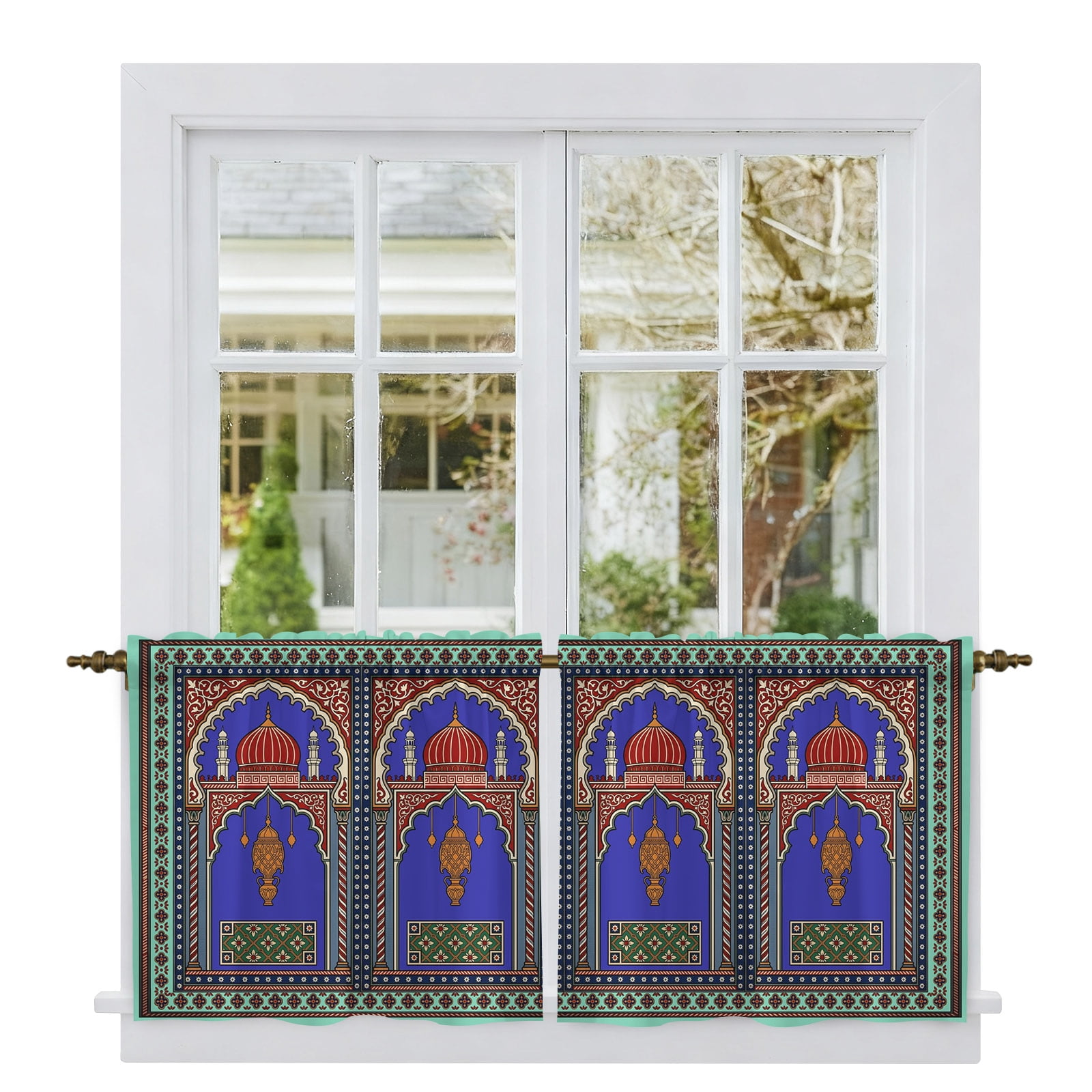 Archway Columns Tier Curtains 24 Inch Length, Vintage Ethnic ...